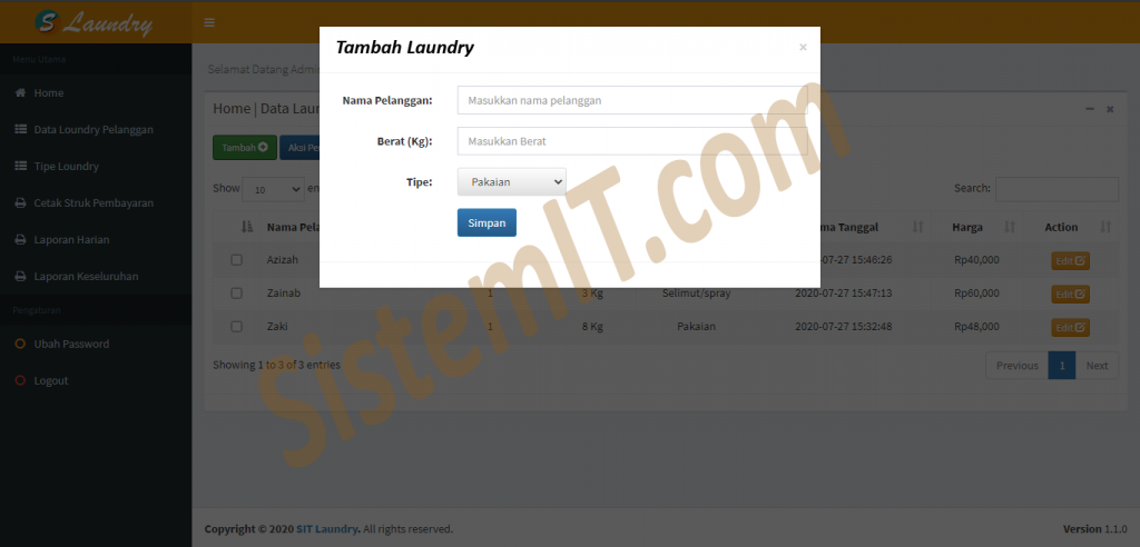 Aplikasi Laundry Berbasis Web PHP dan MySQL