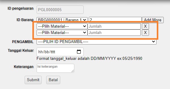Input Sekali Banyak Dalam Satu Form multi Input Javascript 